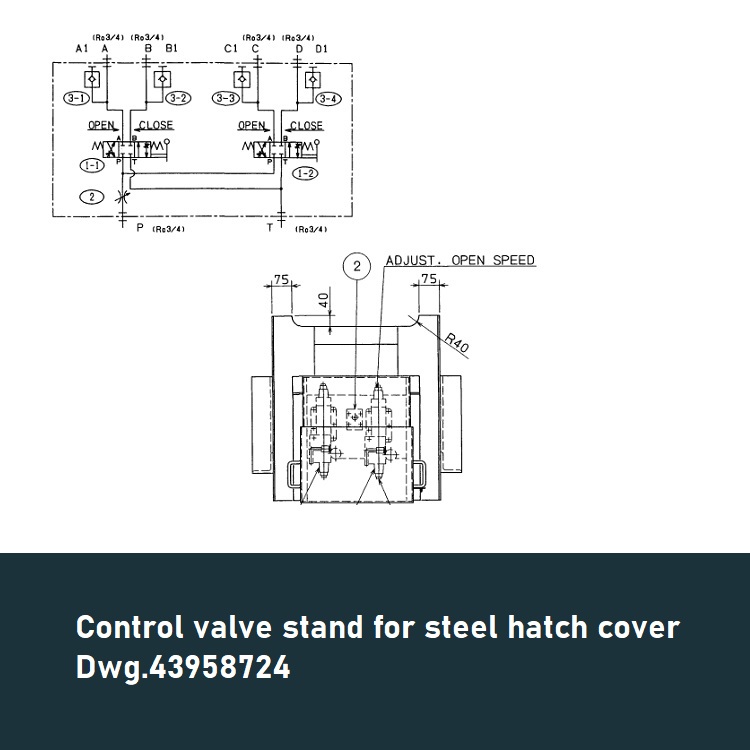 Control valve stand for steel hatch cover Dwg.43958724