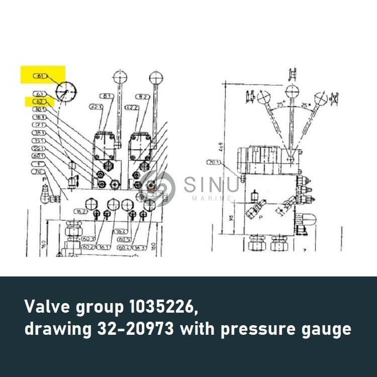 Hatch cover valve group 1035226,drawing 32-20973 with pressure gauge
